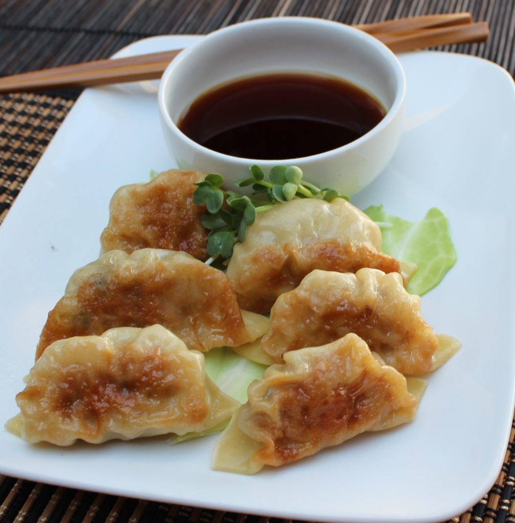 Gyoza pot stickers on plate 4 - 2-2016 - Japanese Noodles and Skins ...